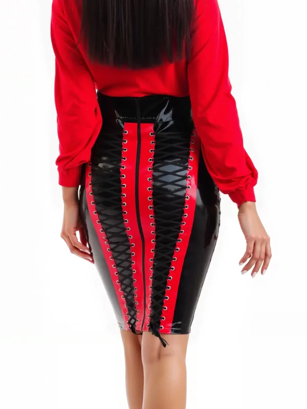 Latex Femme Fatale Pencil Skirt with Back Lacing - Latexcharms