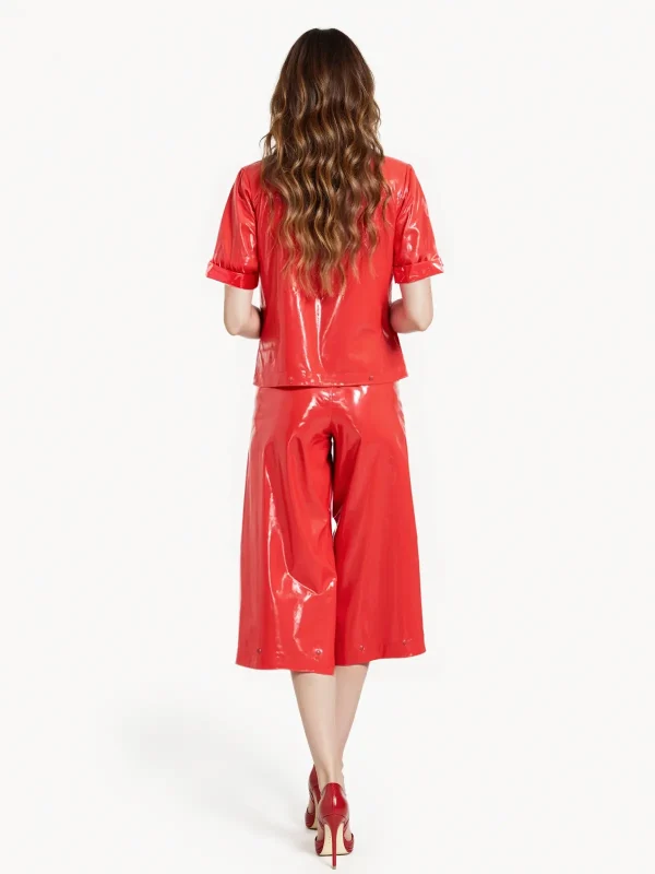 Latex Women Capri Red Pants - Latexcharms