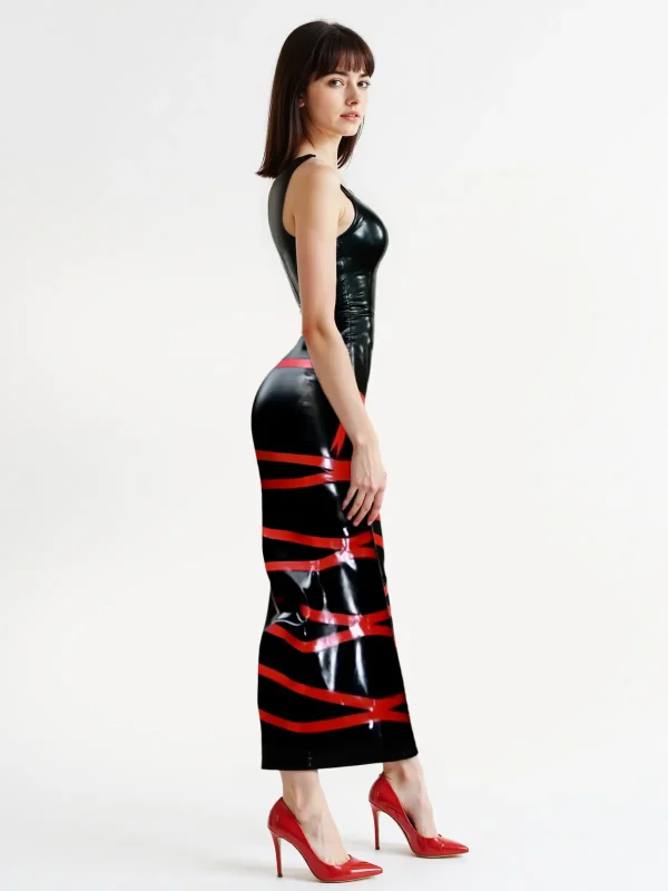 Latex Ribbon Entwined Long Dress - Latexcharms